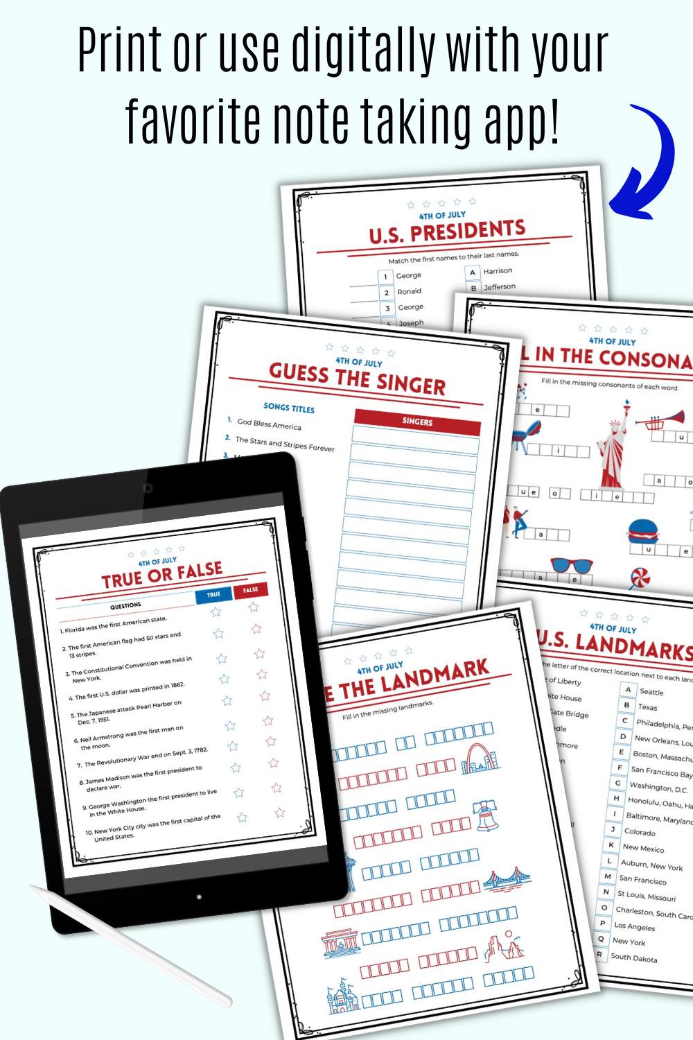 Fourth of July Activity Book for Families – The Artisan Life