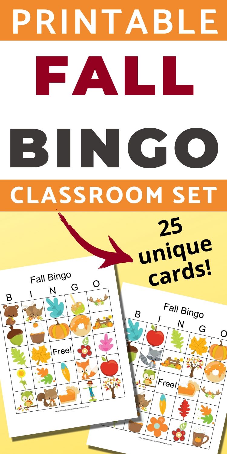 25 Fall Harvest Bingo Cards - Classroom Set of Fall Bingo Games – The ...