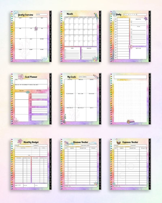 Rainbow Mermaid Digital Planner (Undated) with Stickers – The Artisan Life
