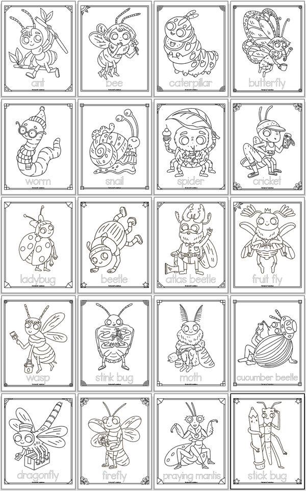 Cute Insect Coloring Pages – The Artisan Life