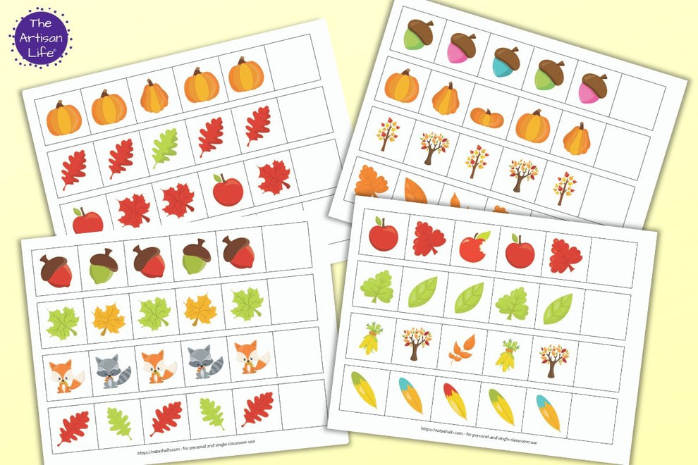 Fall Complete the Sequence/Extend the Pattern Printables for Preschool ...