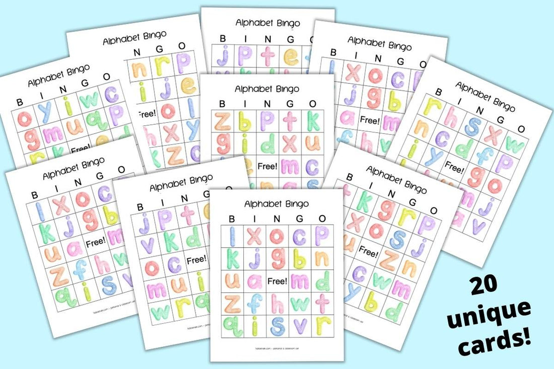 20 lowercase alphabet bingo cards – The Artisan Life