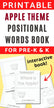 Apple Theme Positional Word Interactive Book for Emergent Readers – The ...