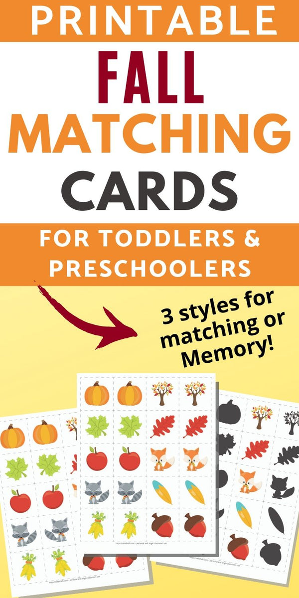 Fall Matching & Memory Game for Toddlers and Preschoolers – The Artisan ...