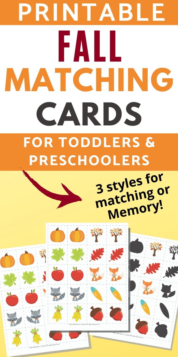 Fall Matching & Memory Game for Toddlers and Preschoolers – The Artisan ...