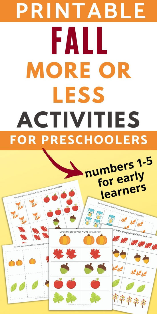 Fall More or Less Preschool Math Printables – The Artisan Life