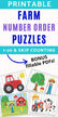 Farm Theme Number Order Puzzles 1-20, skip counting, and fillable PDF ...